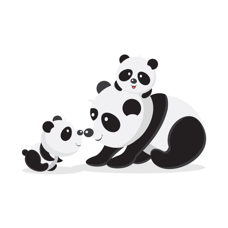 Sticker pandas en famille - Sticker A moi Etiquette & Autocollant