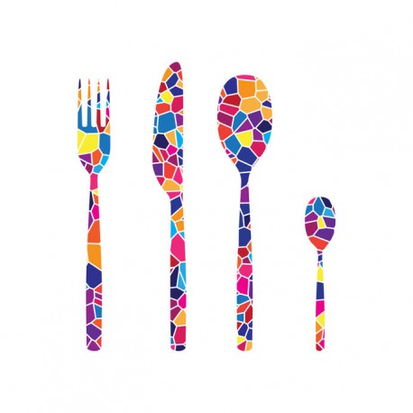 mural sticker couverts multicolores - Sticker A moi Etiquette & Autocollant